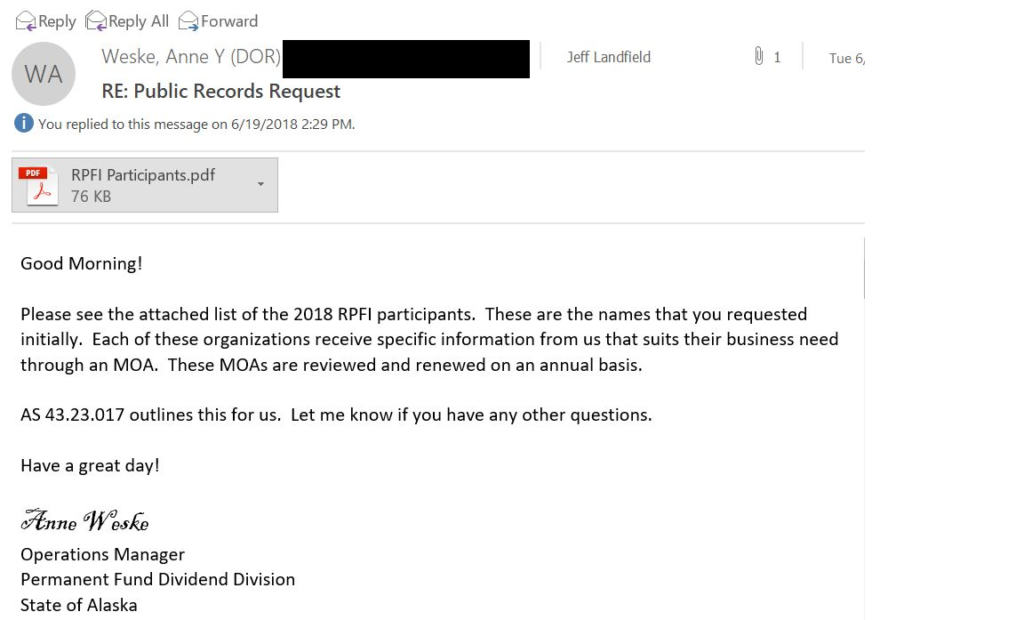 Permanent Fund Division Shares Confidential PFD Info With 83 Government ...