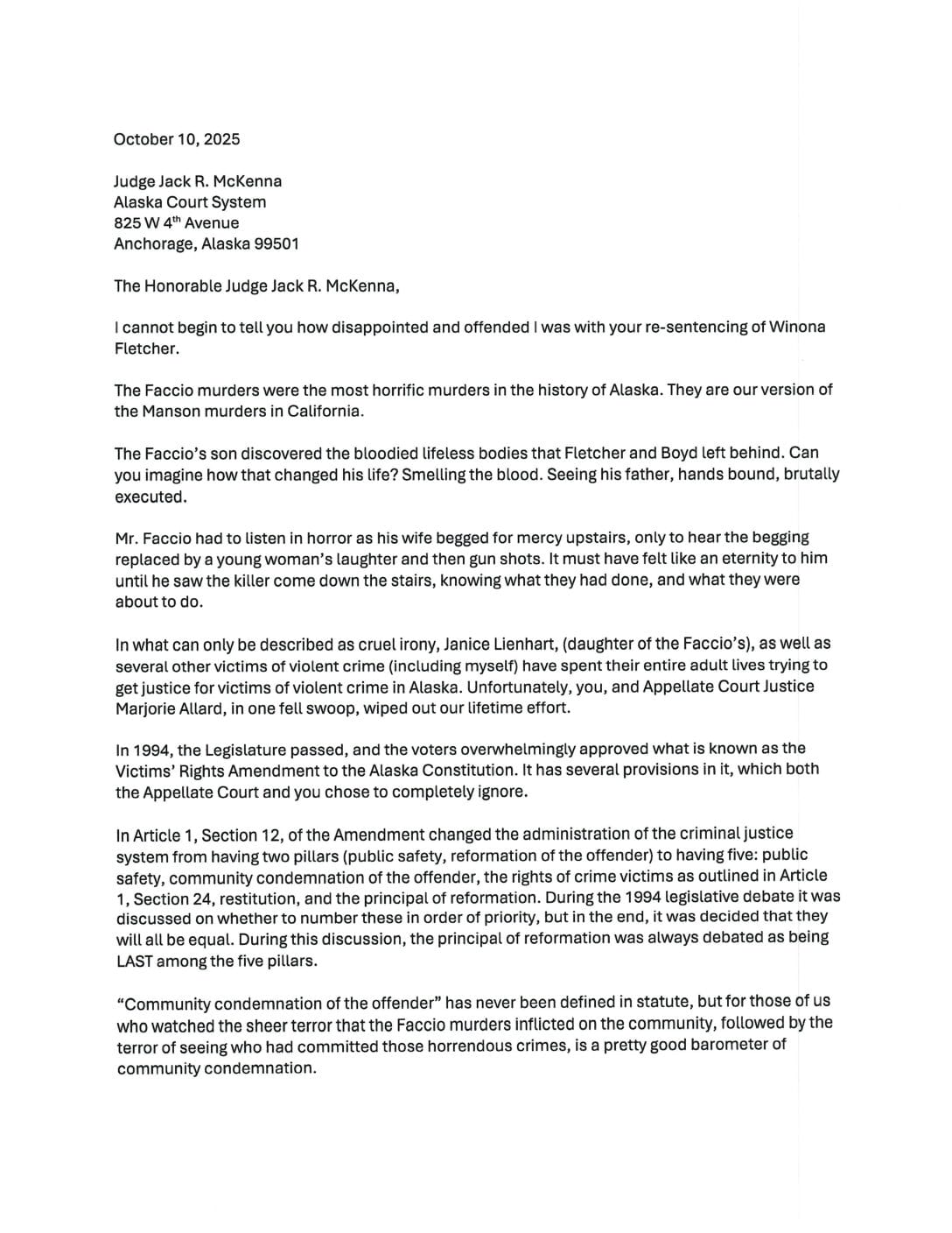 Judge Jack R. McKenna Letter.10.10.2025 - The Alaska Landmine
