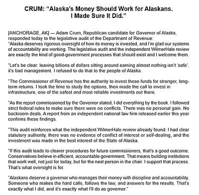 Legislative audit finds Crooked Adam Crum violated fiduciary ...
